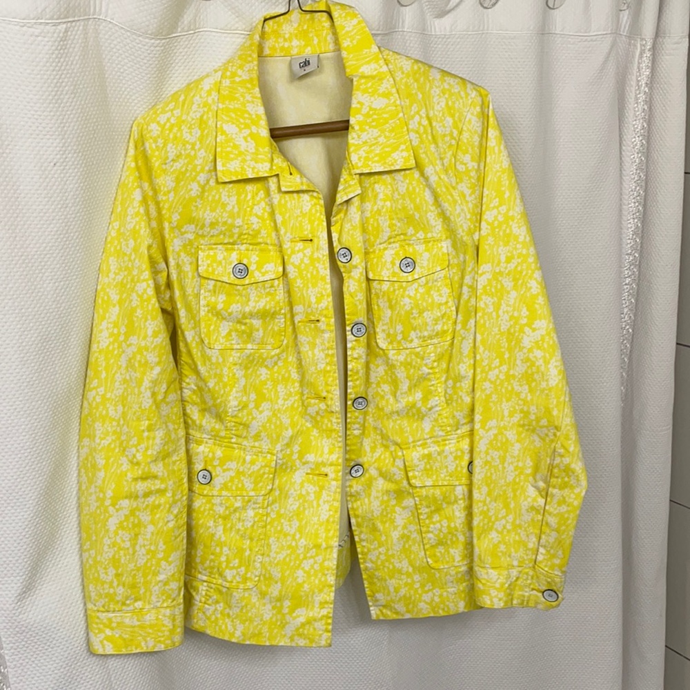 Cabi Yellow Utility Jacket Denim Style Floral - Gem